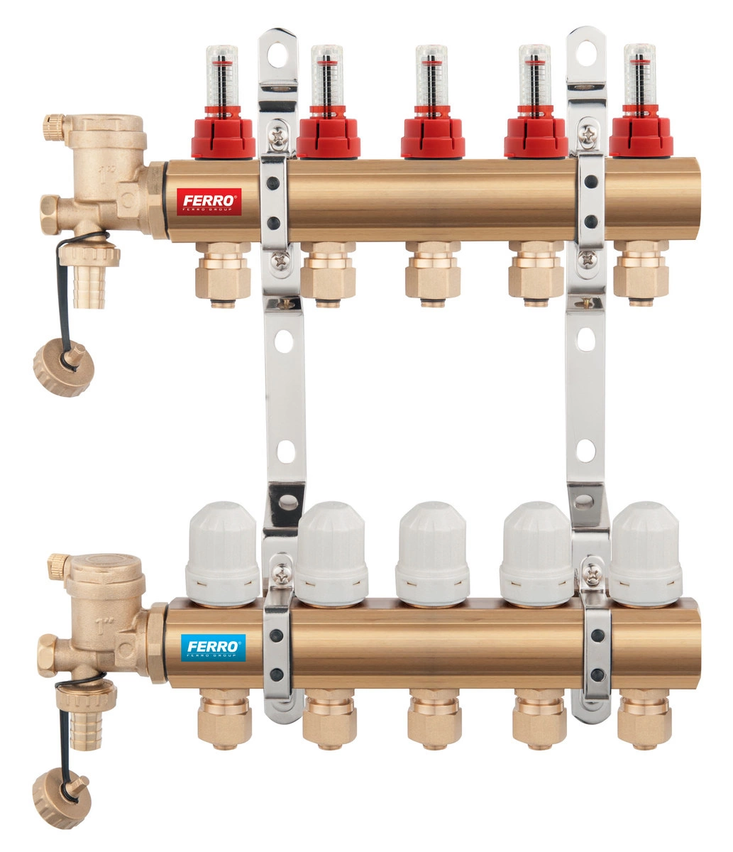 10-way manifold with thermostatic valves and flow meters | SPS24