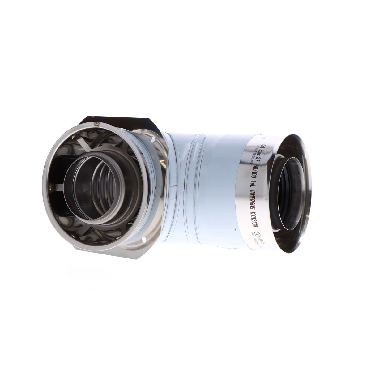 Concentric air and flue elbow 87° DN60/100 with mounting flange | SPS24